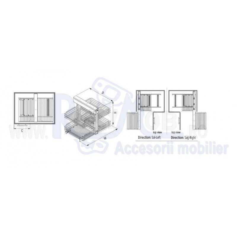 MAGIC CORNER STARAX S-3007 STANGA 700X510X560 MM - Accesorii mobila ...