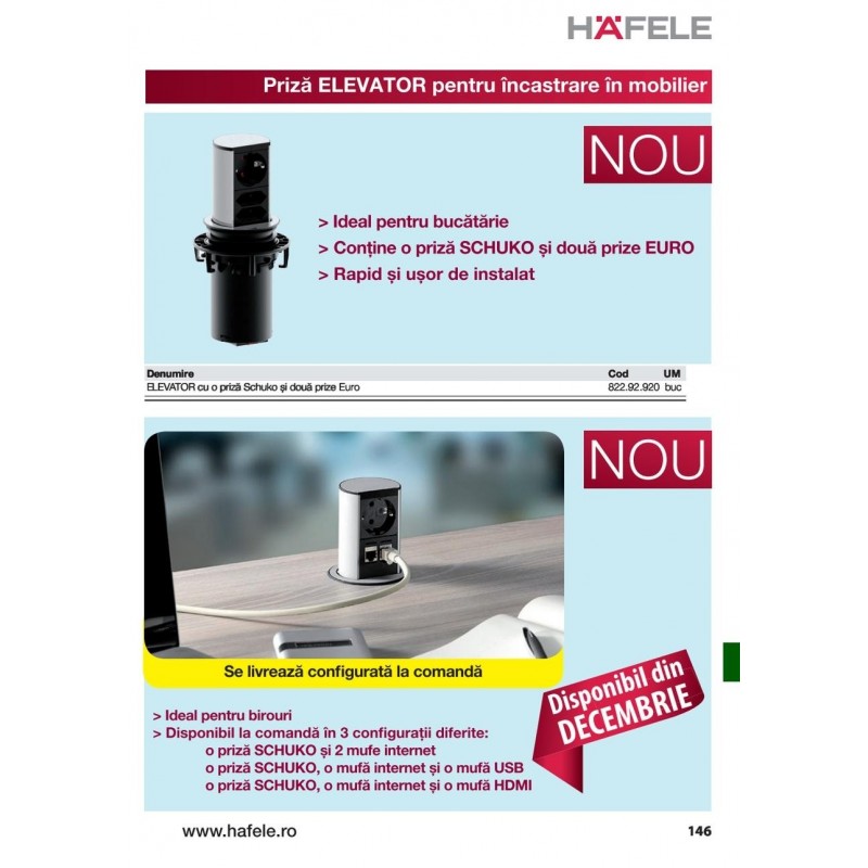 PRIZA ELEVATOR 1 PRIZA SCHUKO SI 2 PRIZE EURO 822.92.920 - Accesorii ...